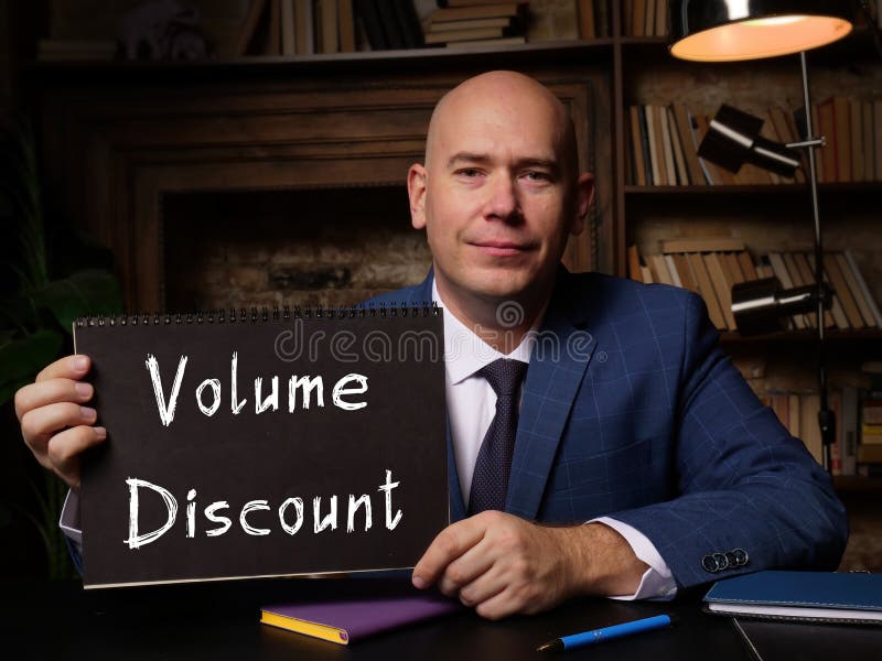 Financial Concept Meaning Volume Discount with Sign on Blank Card in ...