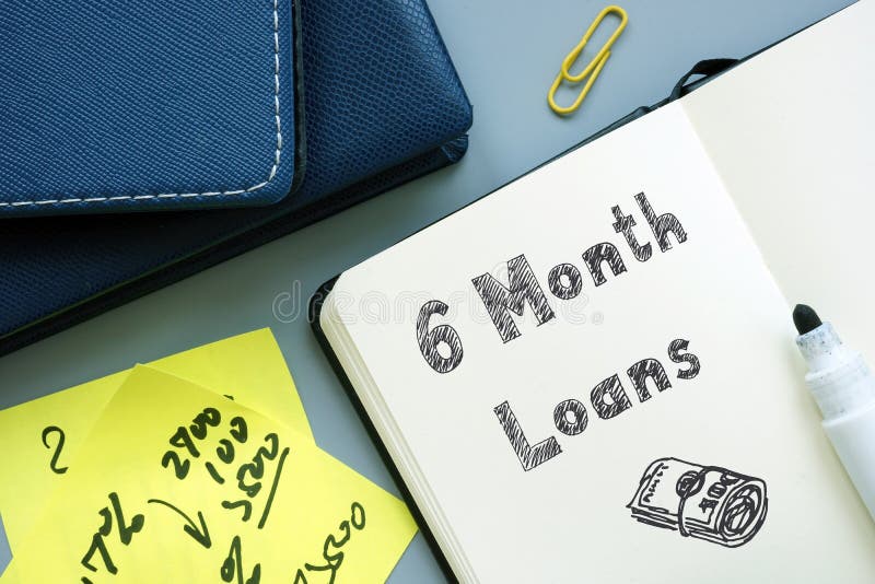 Financial Concept about 6 Month Loans with Sign on the Page Stock Photo ...