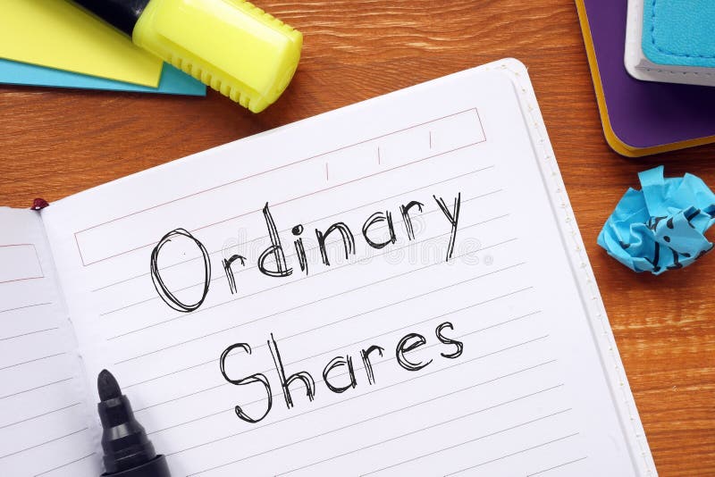 Financial Concept about Ordinary Shares with Phrase on the Page Stock ...