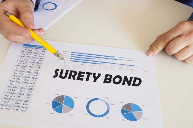 Financial Concept about SURETY BOND with Phrase on the Chart Sheet ...