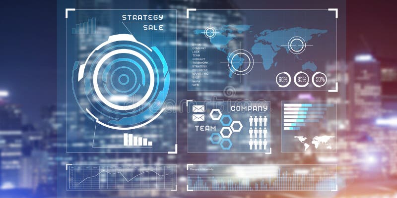 Financial Consulting and Analytics Concept with Infographs on Screen ...