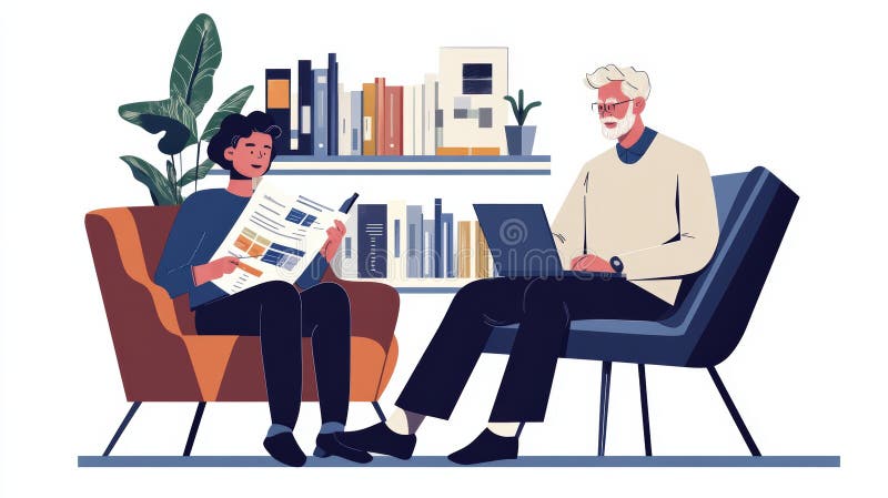 Financial Consulting Session with an Older Professional Explaining Data ...