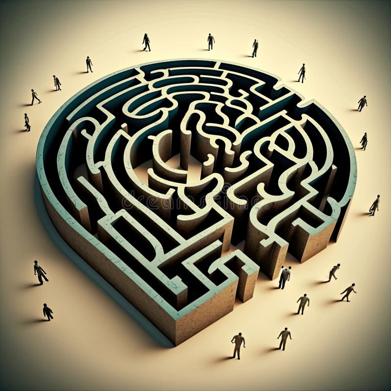 Financial Crisis, Business Problem Solving. Labyrinth with People Stock ...