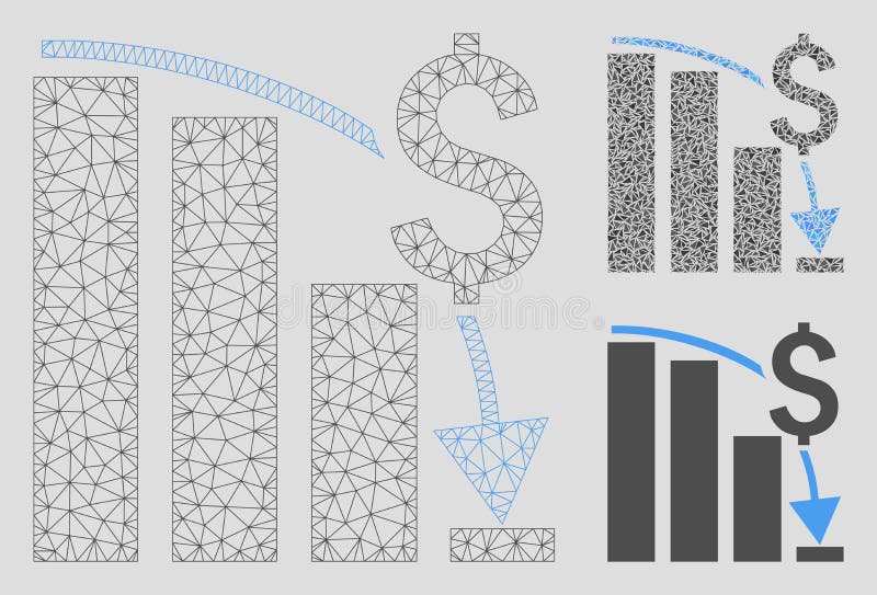 Financial Crisis Chart Vector Mesh 2D Model and Triangle Mosaic Icon ...