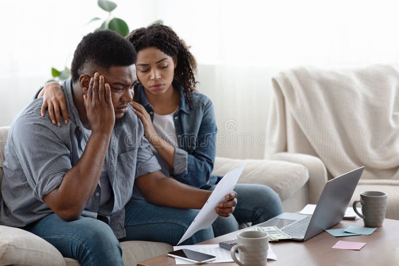 Family Financial Problems. Black Couple Counting Remaining Coins ... Family Financial Problems. Black Couple Counting Remaining Coins ...