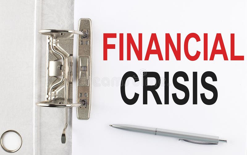 FINANCIAL CRISIS Text on the Paper Folder with Pen. Business Concept ...