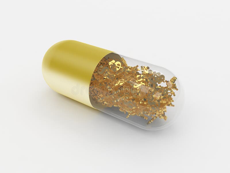Financial Cure ( Gold Capsule with Lots of Dollars Stock Illustration ...