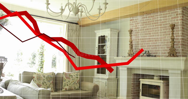 Financial Curves Falling Over Living Room. Stock Illustration ...