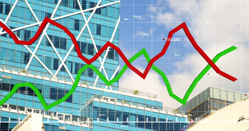 Financial Curves Over Building Site. Stock Illustration - Illustration ...