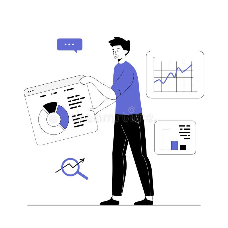 Financial Data Analysis, Analytics Concept. Man Analyzes Graphs, Charts ...