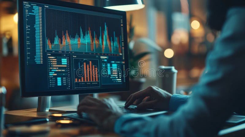 Financial Data Analysis on Computer Screen Stock Photo - Image of ...