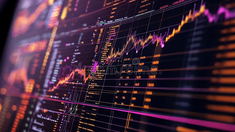 Financial Data Analysis Displaying on Computer Screen with Charts and ...