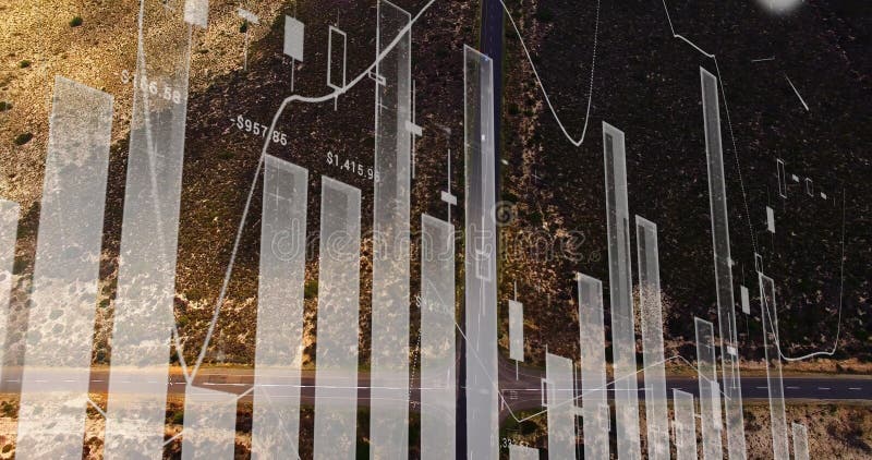 Financial Data Analysis Image Over Aerial View of Road through ...