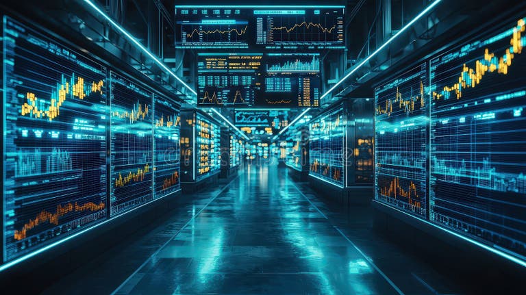 Financial Data Analysis Innovation Lab Digital Visualization High-tech Environment Futuristic ...