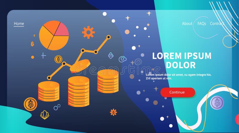 Financial Data Analysis with Pie Chart Coins and Growth Graph on ...