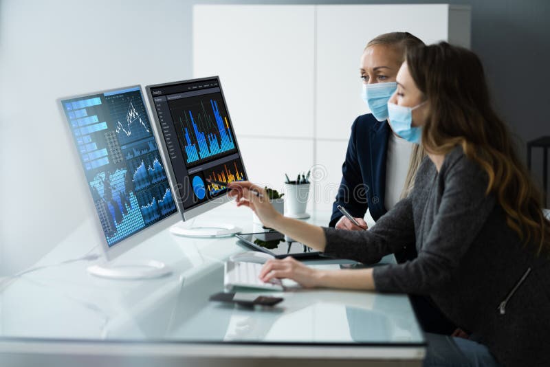 Financial Data Analyst Female Stock Image - Image of hand, background ...