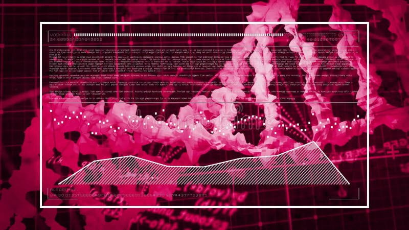 Financial Data and Analytics Animation Over Red Abstract Background ...