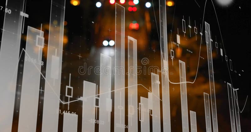 Financial Data Chart Animation Over Blurred Lights Background Stock ...