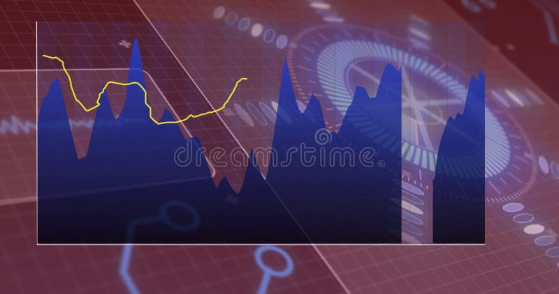 Financial Data Chart with Fluctuating Lines Over Digital Interface ...