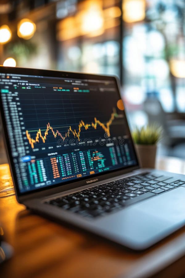 Financial Data Chart, a Laptop Screen Displays a Financial Data Graph ...