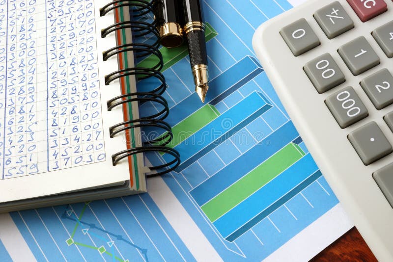 Financial Data and Charts on a Table. Stock Image - Image of graph ...