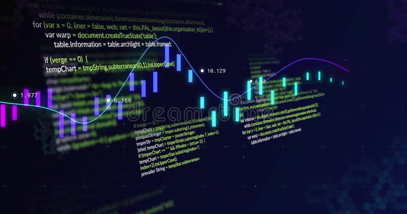 Financial Data and Coding Image Over Stock Market Chart with Glowing ...