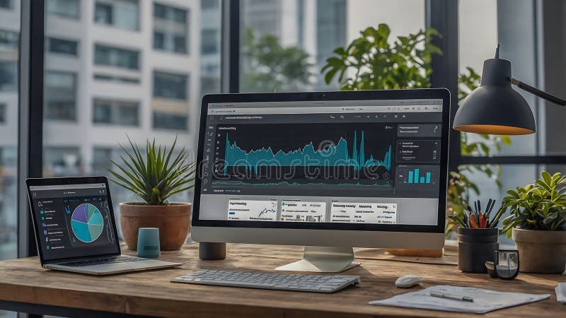 Financial Data Dashboard in Office Setting Stock Illustration ...