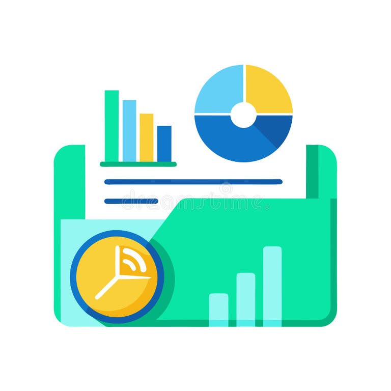 Financial Data Folder Icon Presenting a Modern Concept of Statistics ...