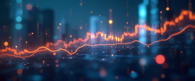 Financial Data Graph on Digital Screen with Rising Trends Stock Image ...