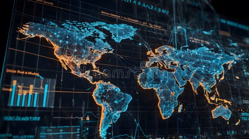 Global Network and Market Trends Represented in Financial Data Graph ...