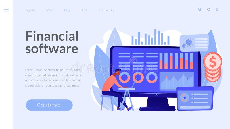 Financial Data Management Concept Landing Page. Stock Vector ...