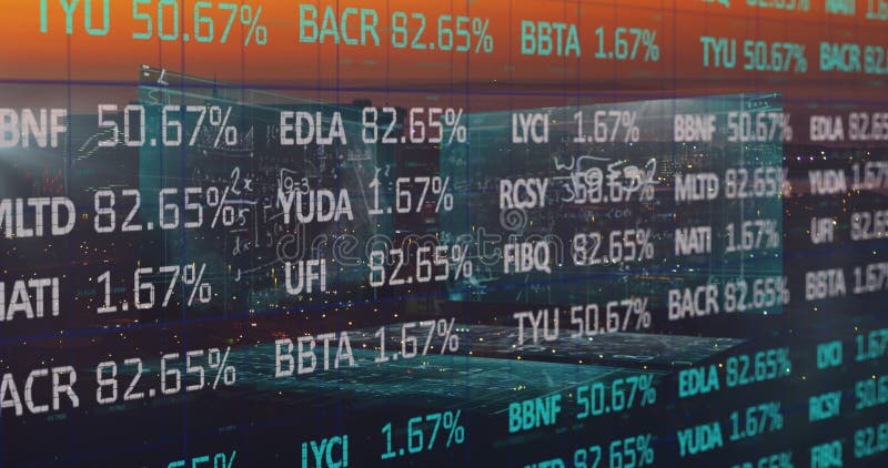 Financial Data and Mathematic Equations Over City. Stock Illustration ...