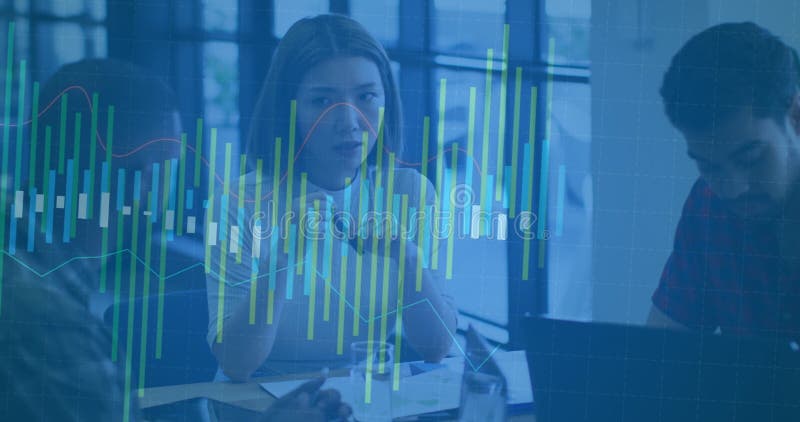 Financial Data Processing Image Over Diverse Business People in Office ...