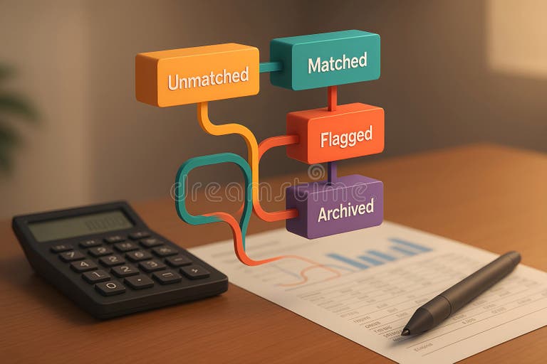 Financial Data Processing Workflow Visualized with Chart Statistics ...