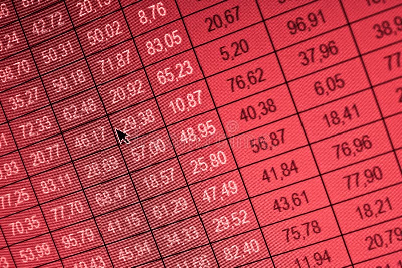 Financial Data- Stock Exchange, Red Screen Crysis Stock Image - Image ...