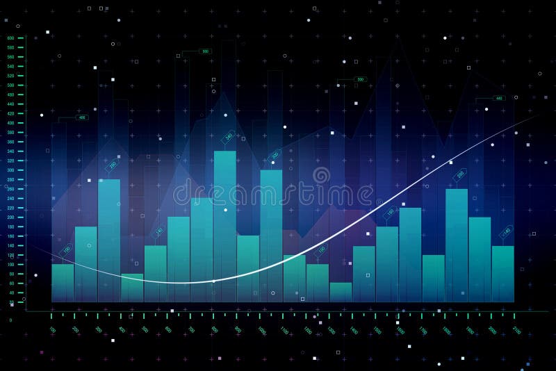 Financial Data Visualization with Blue Graphs and Diagram on Digital ...