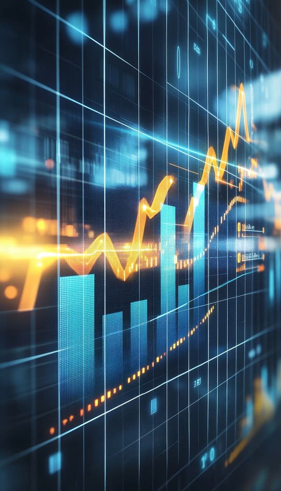 Financial Data Visualization Dynamic Column Chart, Line Graph, Vibrant ...