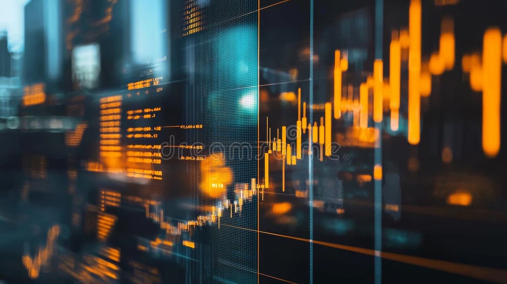 Financial Data Visualization with Glowing Candlestick Charts Stock ...