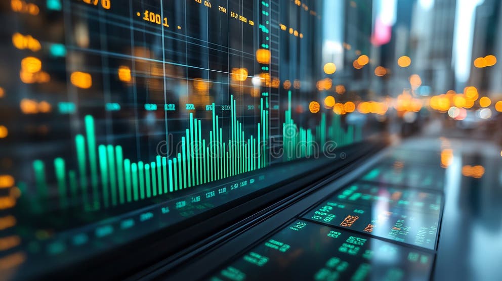 Financial Data Visualization with Graphs and Charts on Digital Display ...