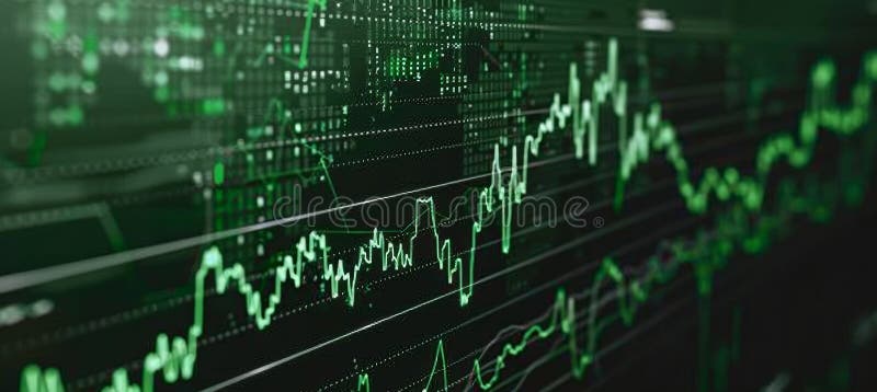Financial Data Visualization, Green Stock Market Chart on Black ...