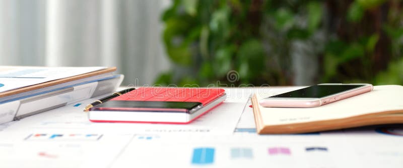 Financial Desk Scene in Office Stock Image - Image of table, economy ...