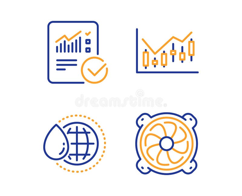 Financial Diagram, Checked Calculation and World Water Icons Set ...