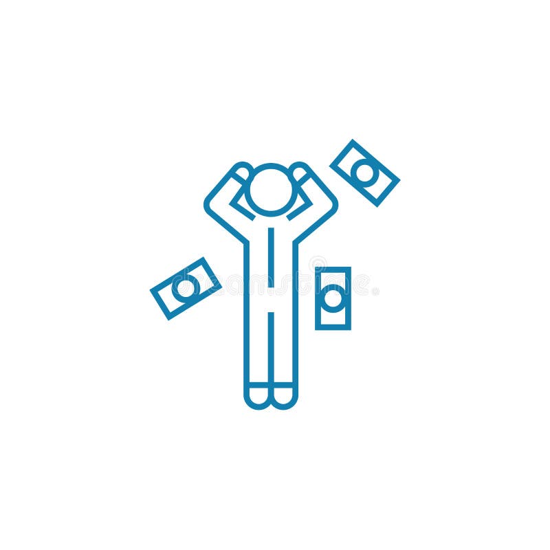 Financial Difficulties Linear Icon Concept. Financial Difficulties Line ...