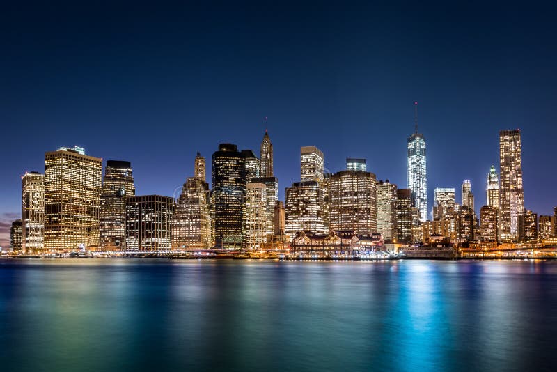 Financial District before Sunrise Stock Image - Image of cityscape ...