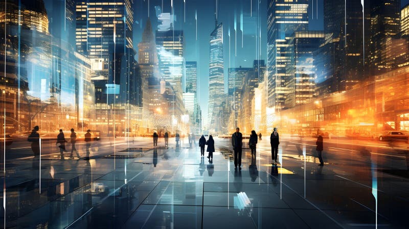 Financial District of the Future, Characterized by Holographic ...