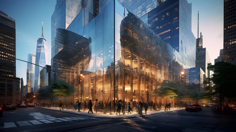 Financial District of the Future, Characterized by Holographic ...