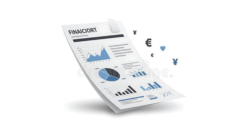 Financial Document Floating with Charts Data and Currency Symbols Stock ...