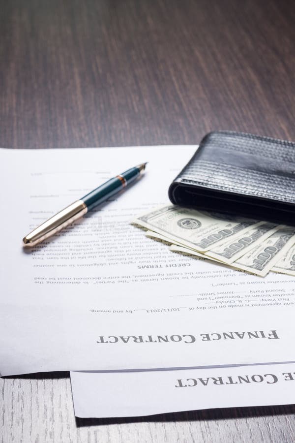 Financial Document with Wallet and Fountain Pen Stock Photo - Image of ...