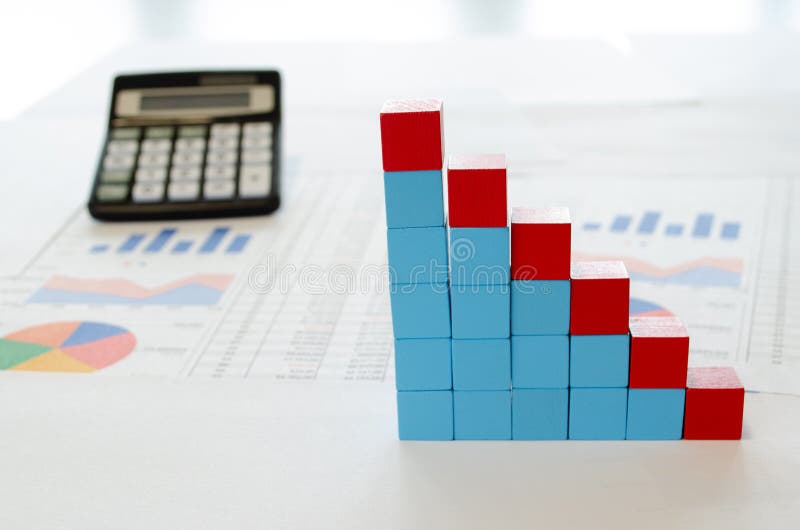 Financial Documents, with Cubes Arranged in a Column Graph As a Concept ...