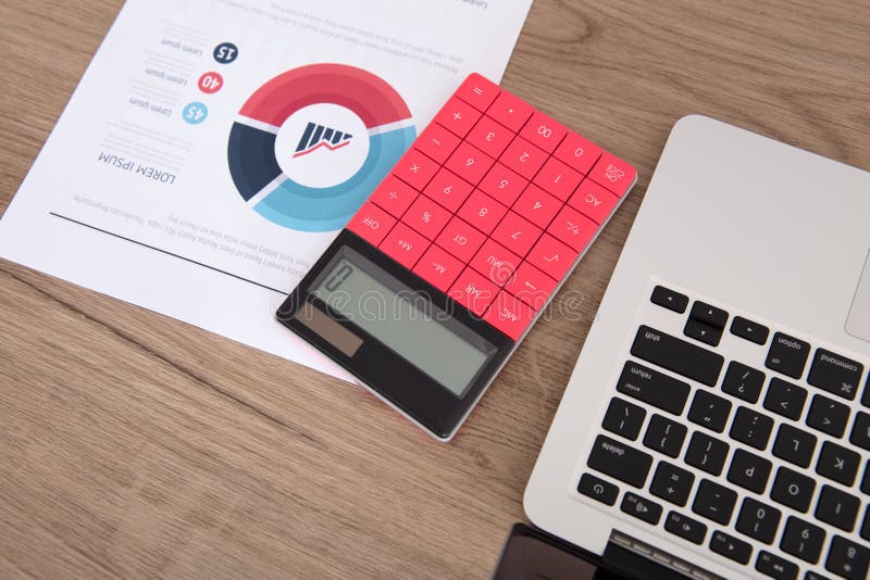 Laptop and Calculator and a Cup of Coffee Editorial Photography - Image ...